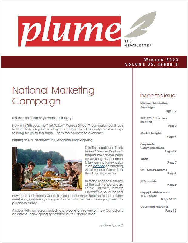 Plume Newsletter | Turkey Farmers of Canada